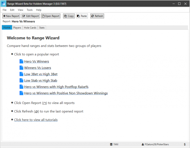 Tutorial 1: Open and Run a Report | Range Wizard