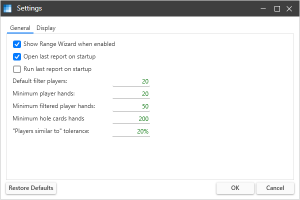 Settings | Range Wizard